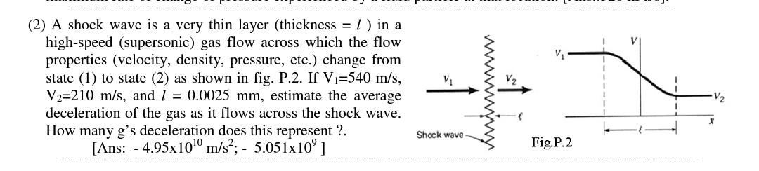 Solved (2) A shock wave is a very thin layer (thickness =l ) | Chegg.com