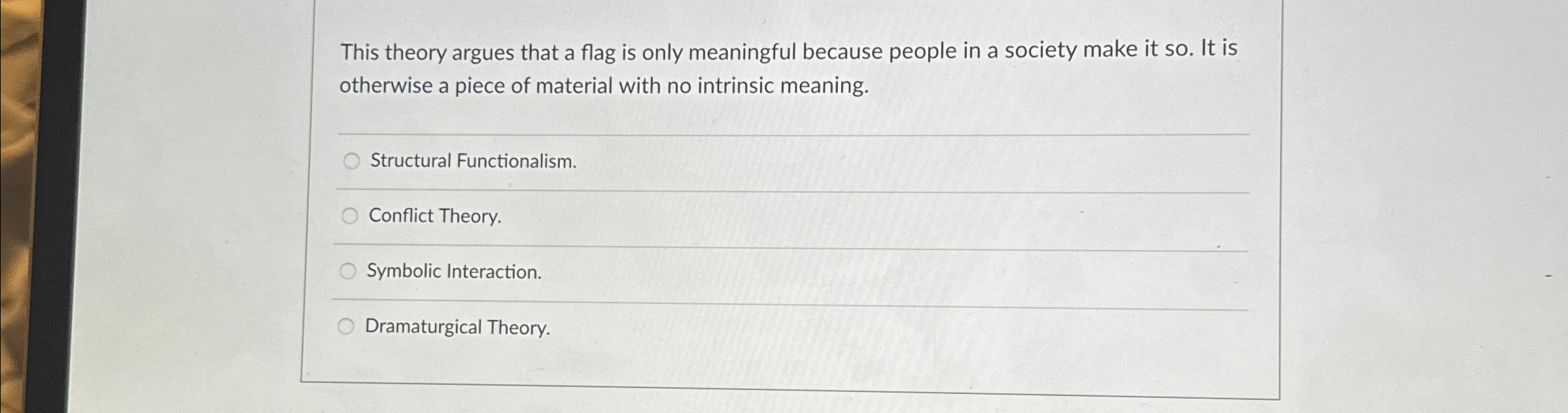 Solved This theory argues that a flag is only meaningful | Chegg.com