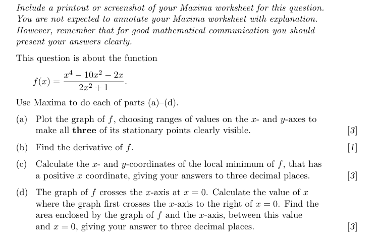 Solved Include a printout or screenshot of your Maxima | Chegg.com