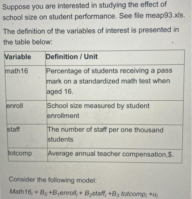 Solved Suppose you are interested in studying the effect of | Chegg.com
