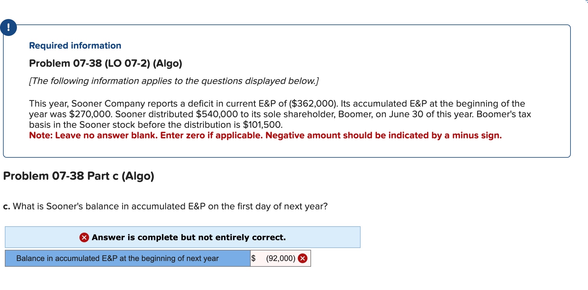 Solved !Required informationProblem 07-38 (LO | Chegg.com