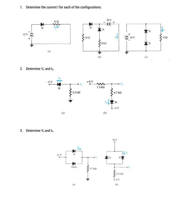 Solved 1. Determine the current I for each of the | Chegg.com