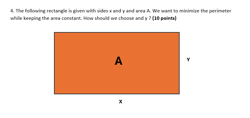 Solved The following rectangle is given with sides x ﻿and y | Chegg.com