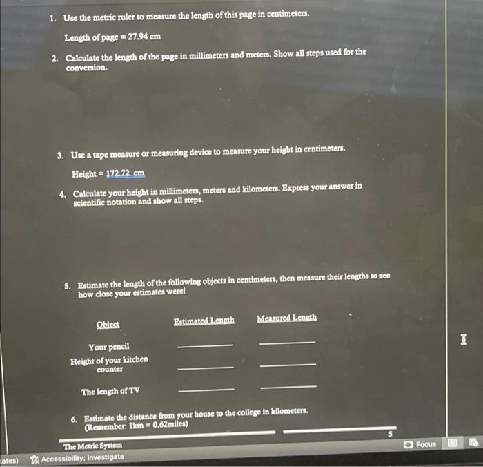 Solved 1. Use the metric ruler to measure the length of this | Chegg.com