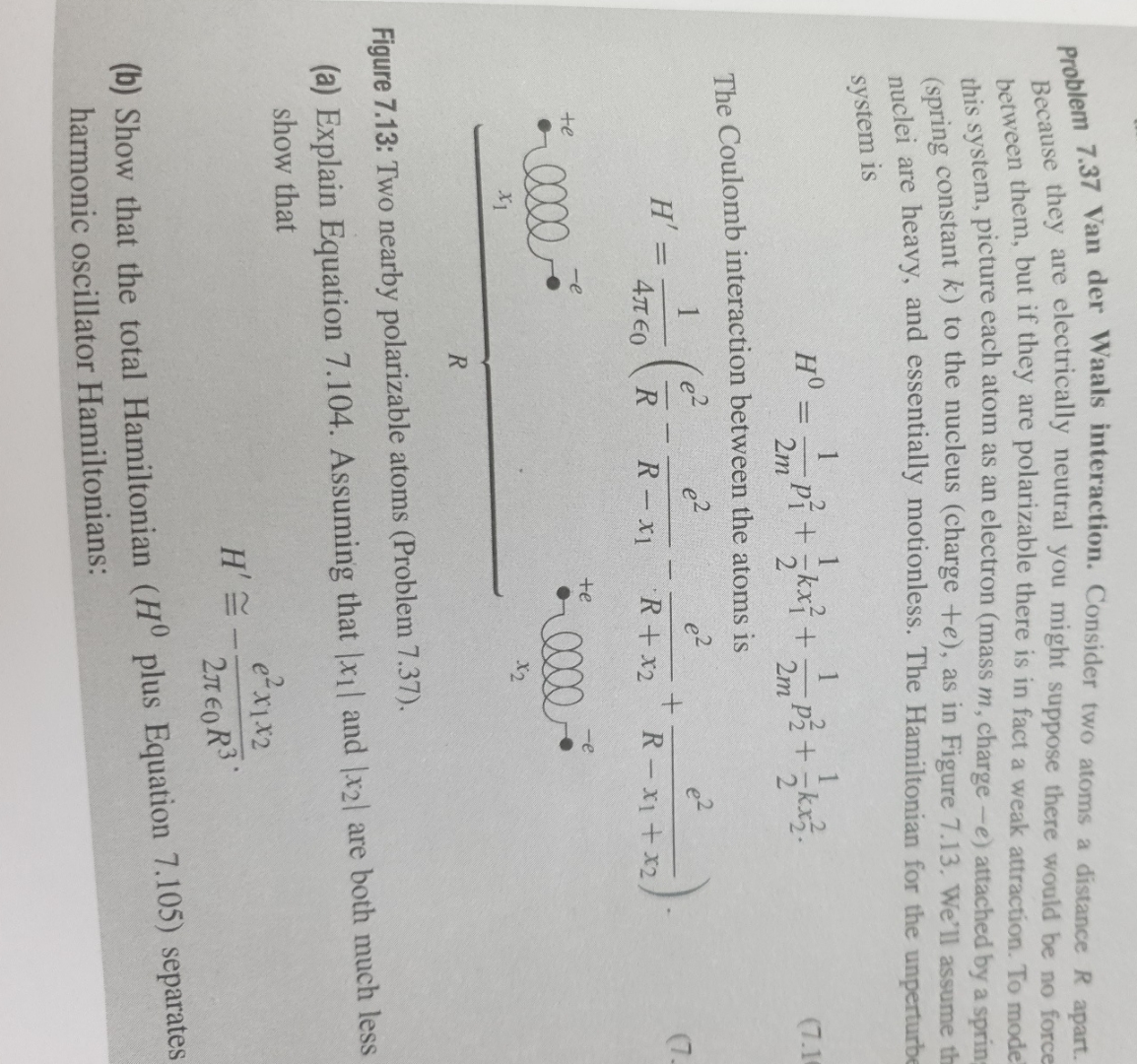 Solved problem 7.37 ﻿Van der Waals interaction. Consider two | Chegg.com