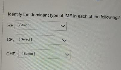 Solved Identify the dominant type of IMF in each of the | Chegg.com