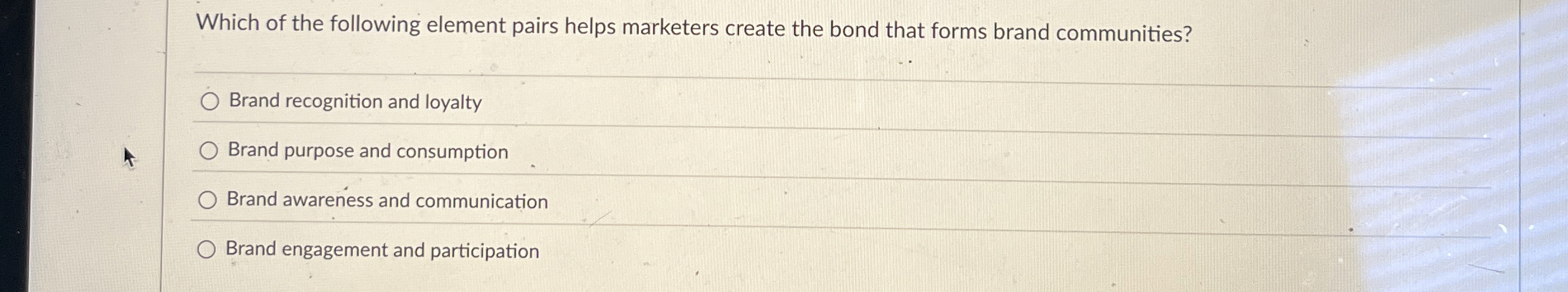 Solved Which of the following element pairs helps marketers | Chegg.com