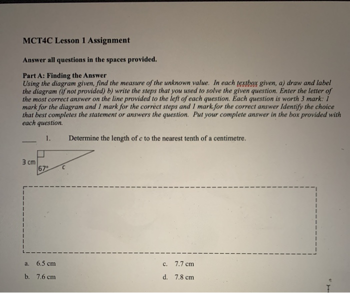 Solved MCT4C Lesson 1 Assignment Answer all questions in the | Chegg.com