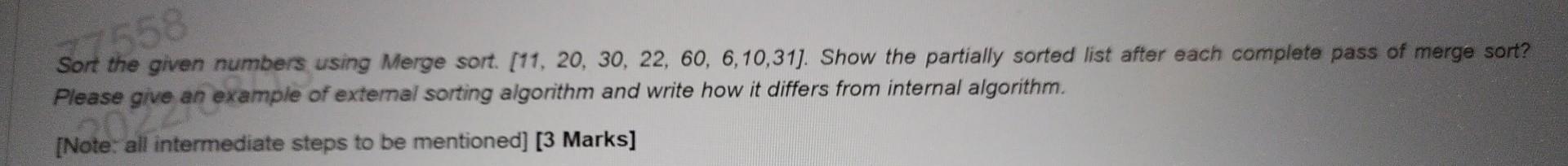 Solved Sort the given numbers using Merge sort. [11, | Chegg.com