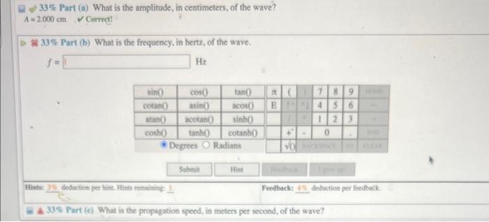 Solved (85) Problem 8: The graph below shows the transverse | Chegg.com