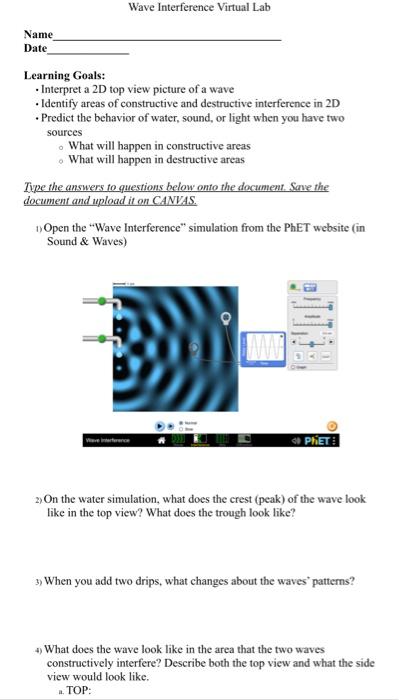 Solved Wave Interference Virtual Lab Name Date Learning | Chegg.com