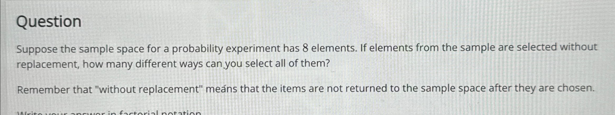 Solved QuestionSuppose the sample space for a probability | Chegg.com