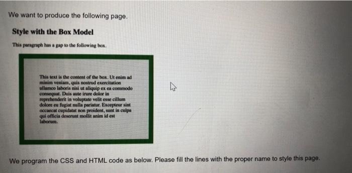Solved We want to produce the following page. Style with the | Chegg.com