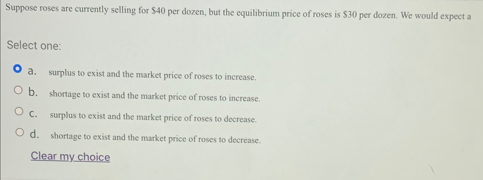 Solved Suppose roses are currently selling for $40 ﻿per | Chegg.com