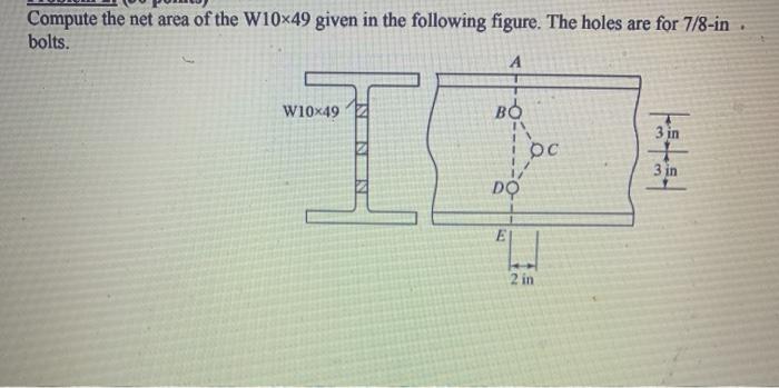 Solved Compute the net area of the W10x49 given in the | Chegg.com