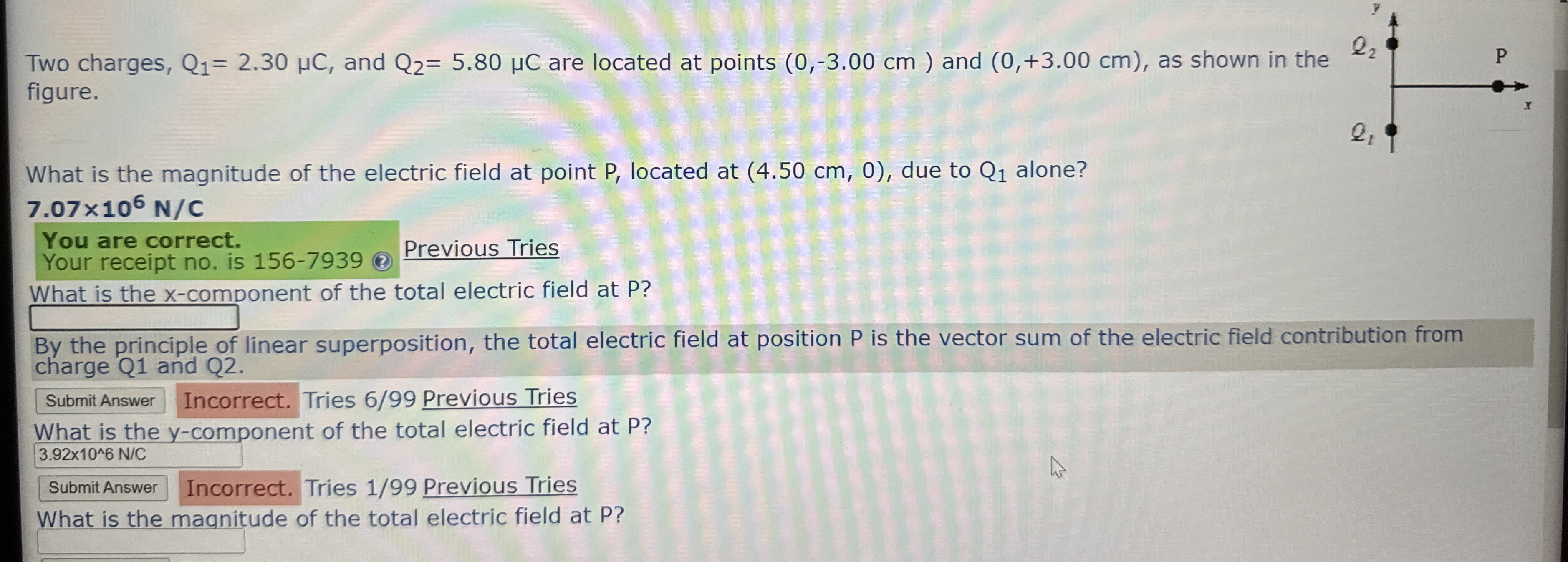 Solved Two charges, Q1=2.30μC, ﻿and Q2=5.80μC ﻿are located | Chegg.com