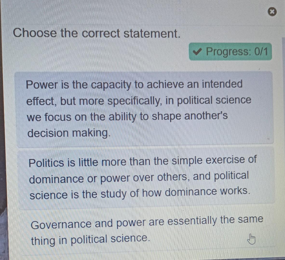 Choose the correct statement. Power is the capacity | Chegg.com