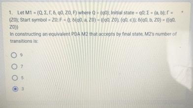 Solved Let M1=(Q,Σ,r,δ,q0,Z0,F) ﻿where Q=(q0); Initial state | Chegg.com