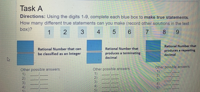 Solved Task A Directions: Using the digits 1-9, complete | Chegg.com