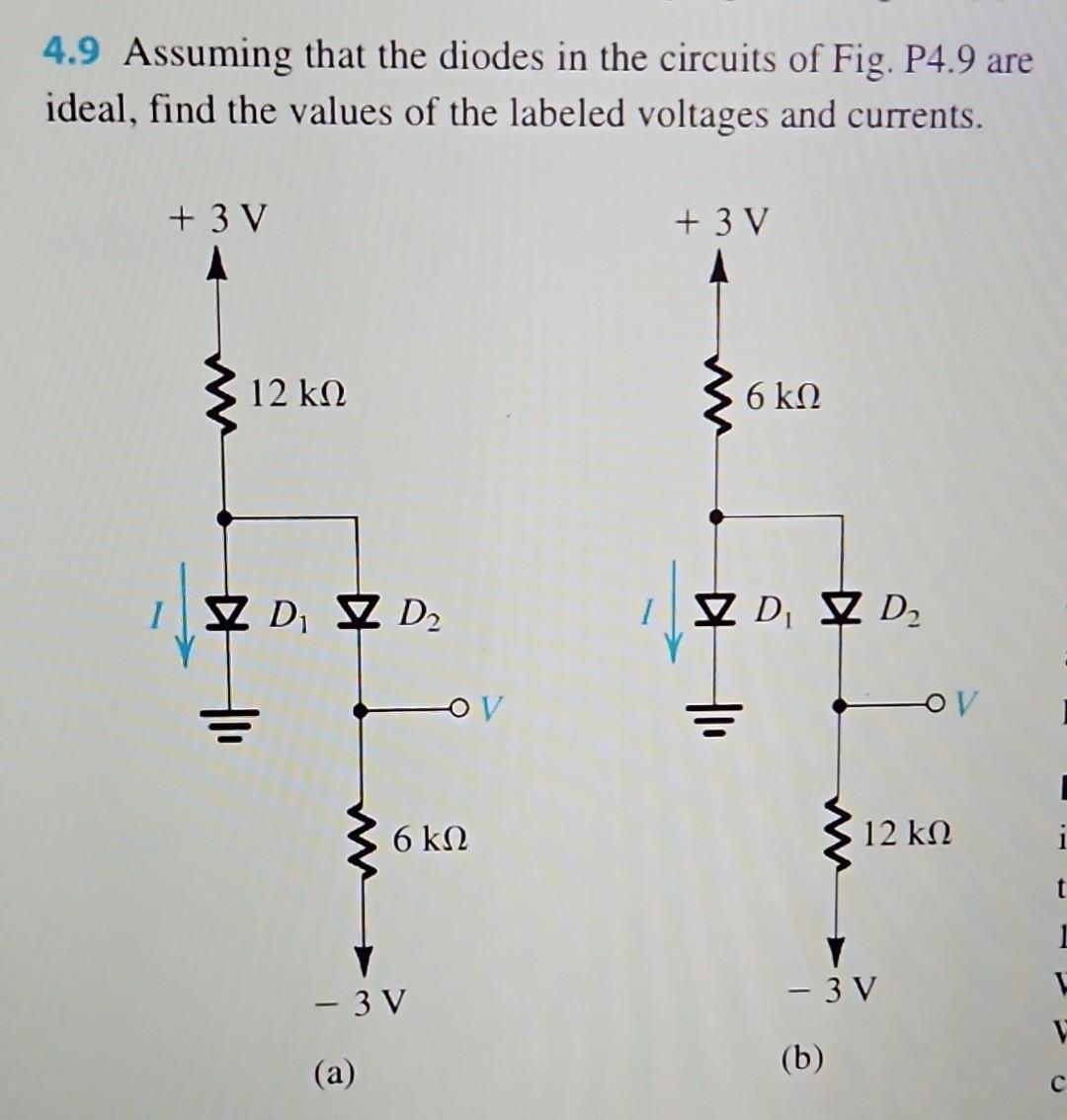 Solved 4.9 Assuming that the diodes in the circuits of Fig. | Chegg.com