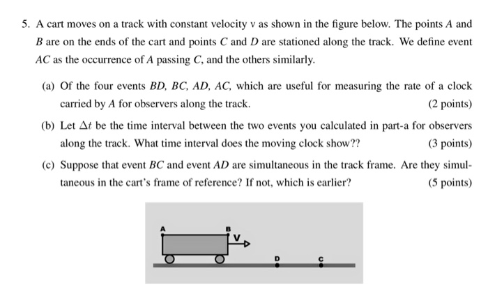 Solved 5. A cart moves on a track with constant velocity v | Chegg.com