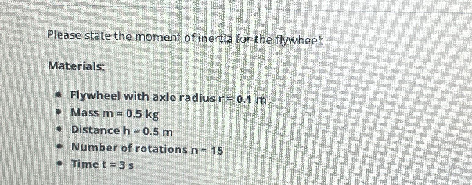 Solved Please state the moment of inertia for the | Chegg.com
