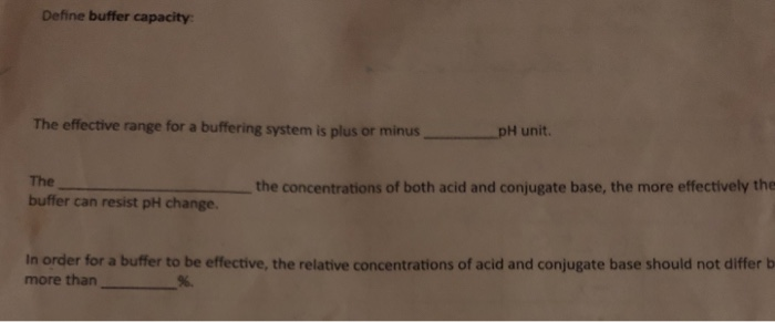 Solved Define buffer capacity The effective range for a | Chegg.com