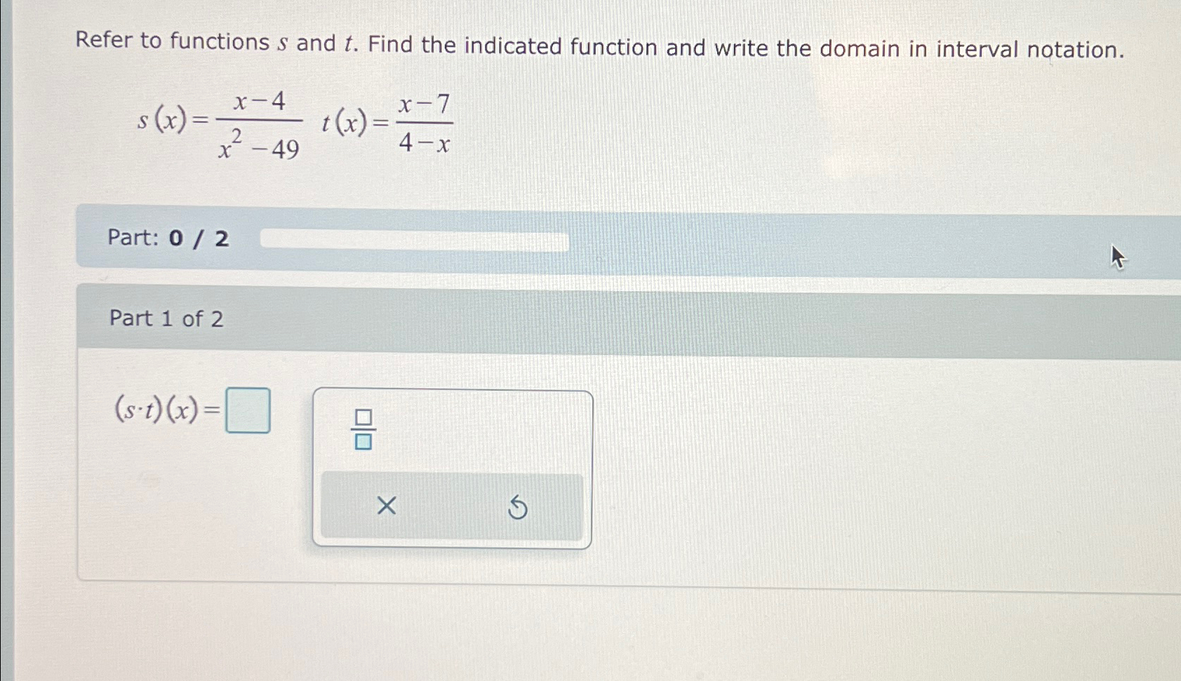 Solved Refer to functions s ﻿and t. ﻿Find the indicated | Chegg.com