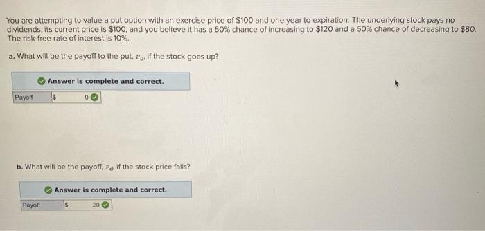 Solved You are attempting to value a put option with an | Chegg.com