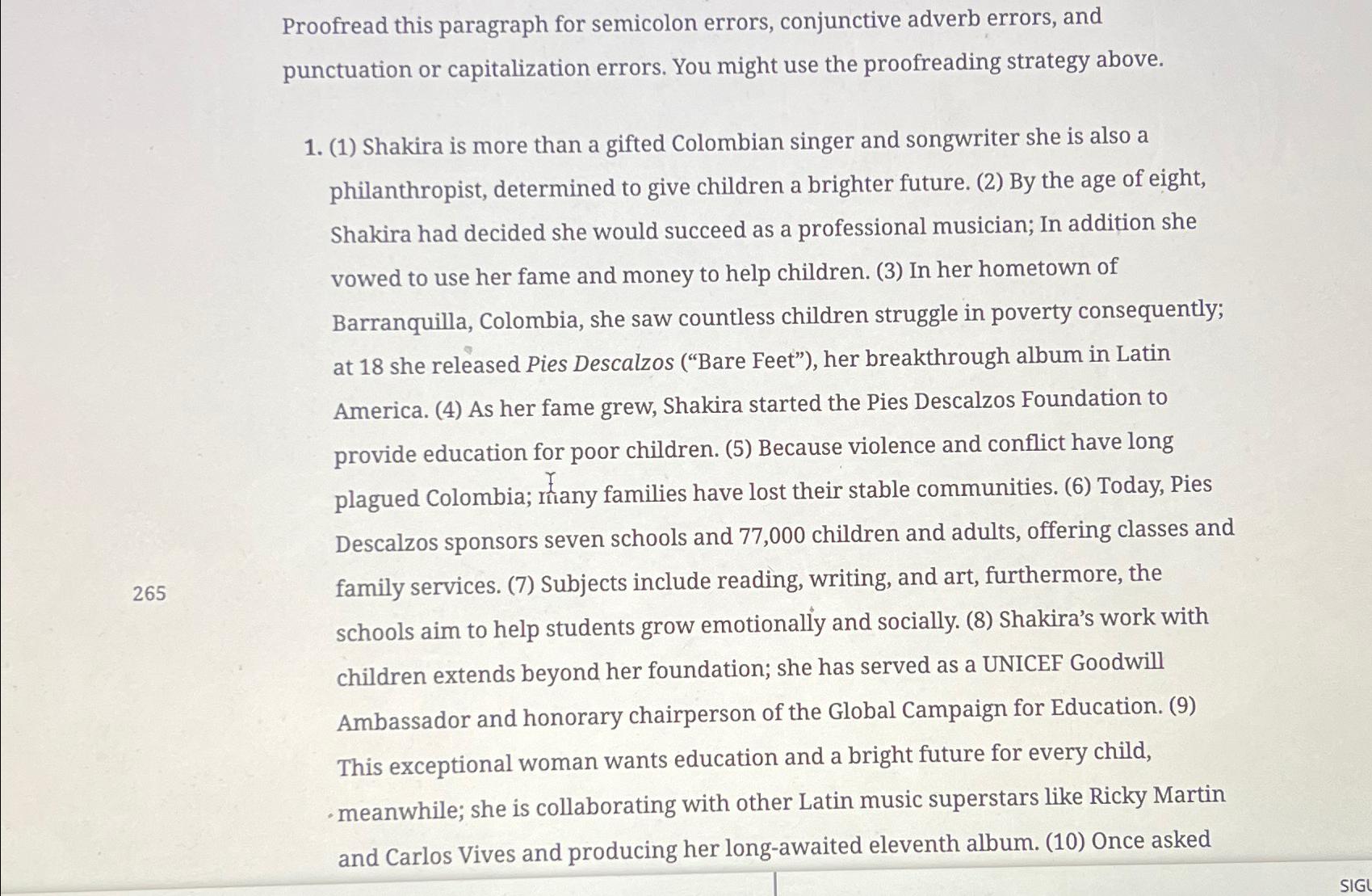 Solved Proofread this paragraph for semicolon errors, | Chegg.com