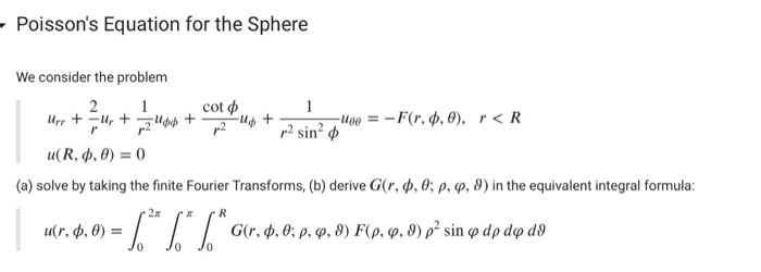 - Poisson's Equation for the Sphere We consider the | Chegg.com