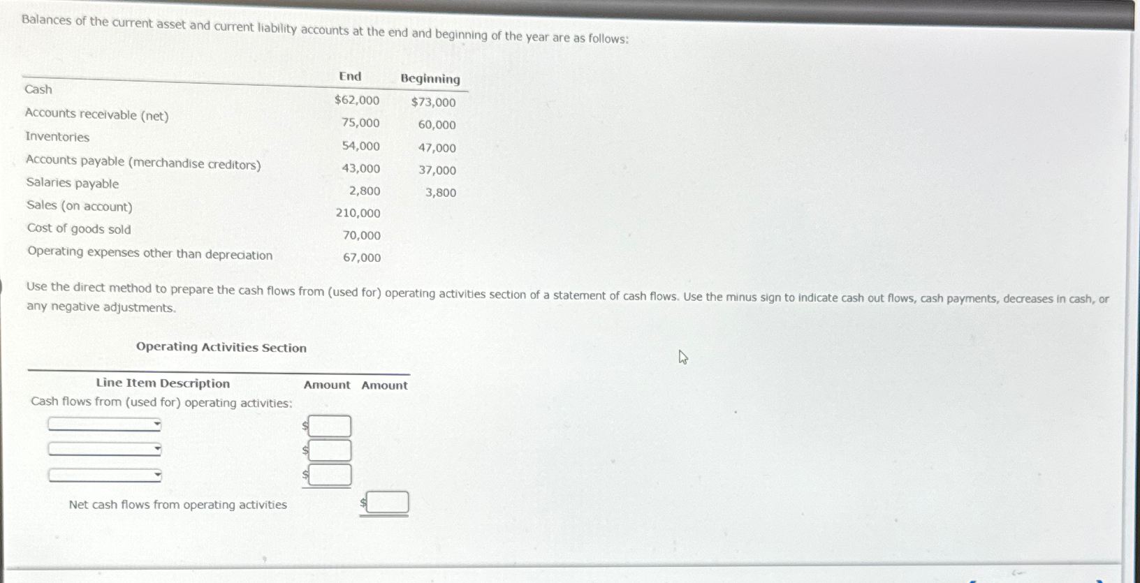 Solved Balances of the current asset and current liability | Chegg.com