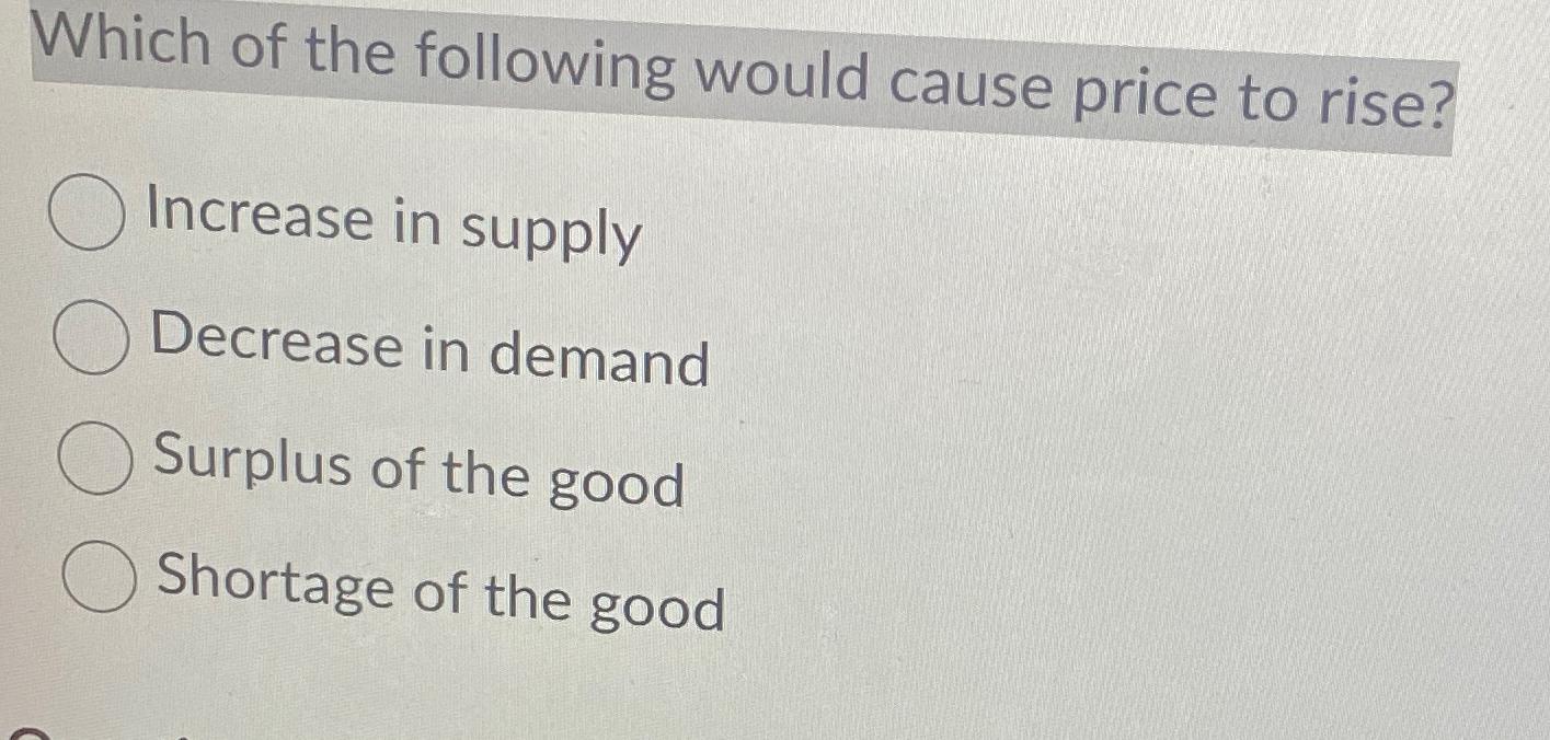 Solved Which of the following would cause price to | Chegg.com