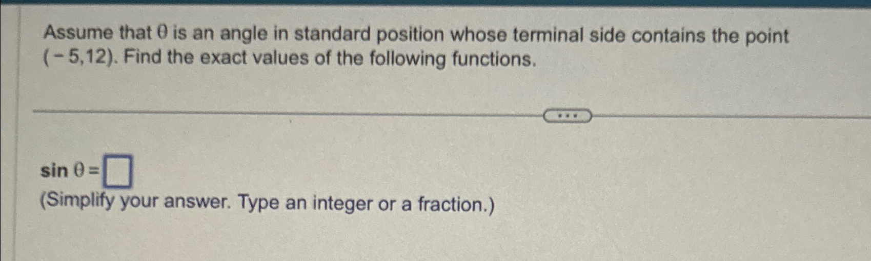 Solved Assume that θ ﻿is an angle in standard position whose | Chegg.com