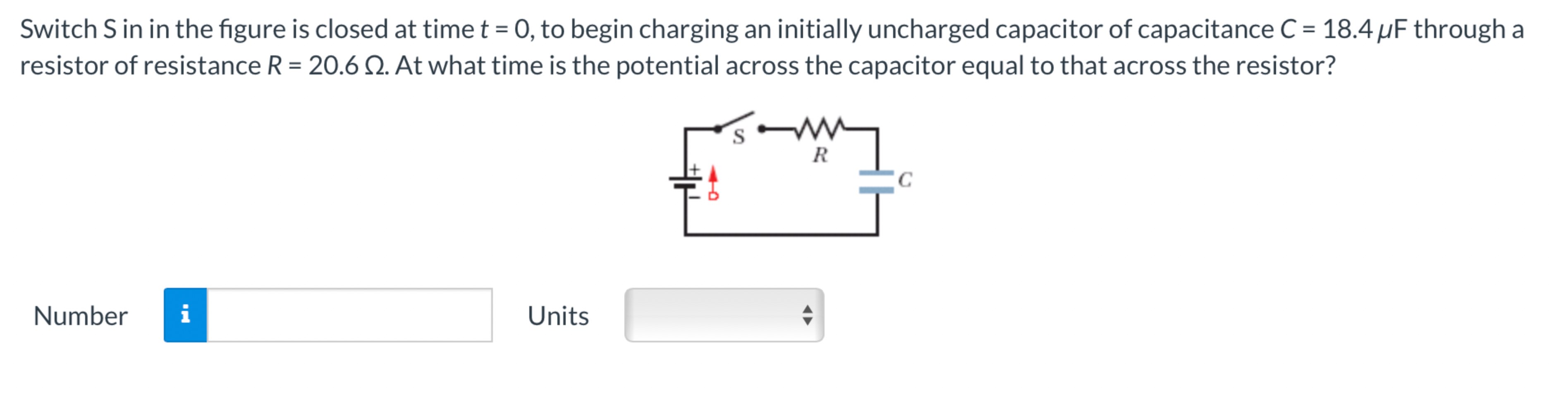 Solved Switch S ﻿in in the figure is closed at time t=0, ﻿to | Chegg.com