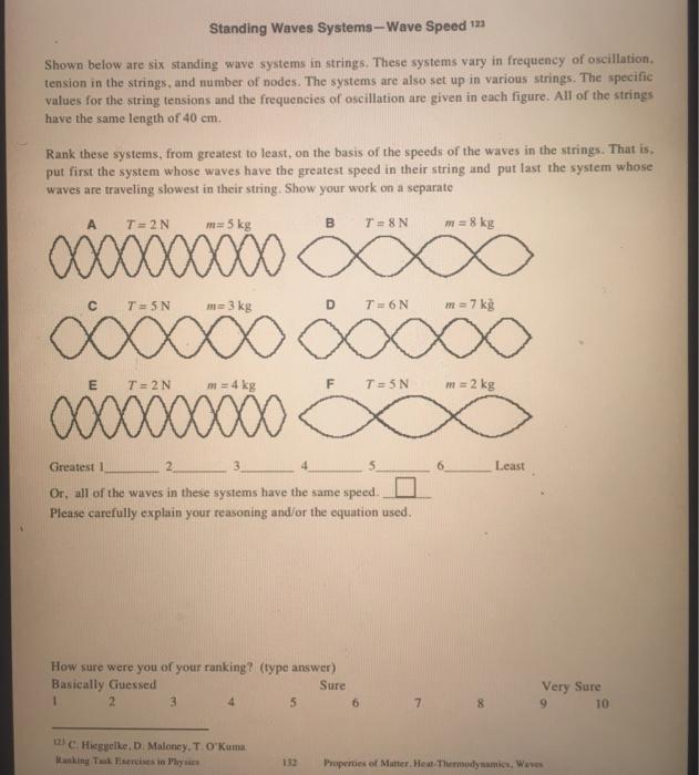 Solved Standing Waves Systems-Wave Speed 123 Shown below are | Chegg.com