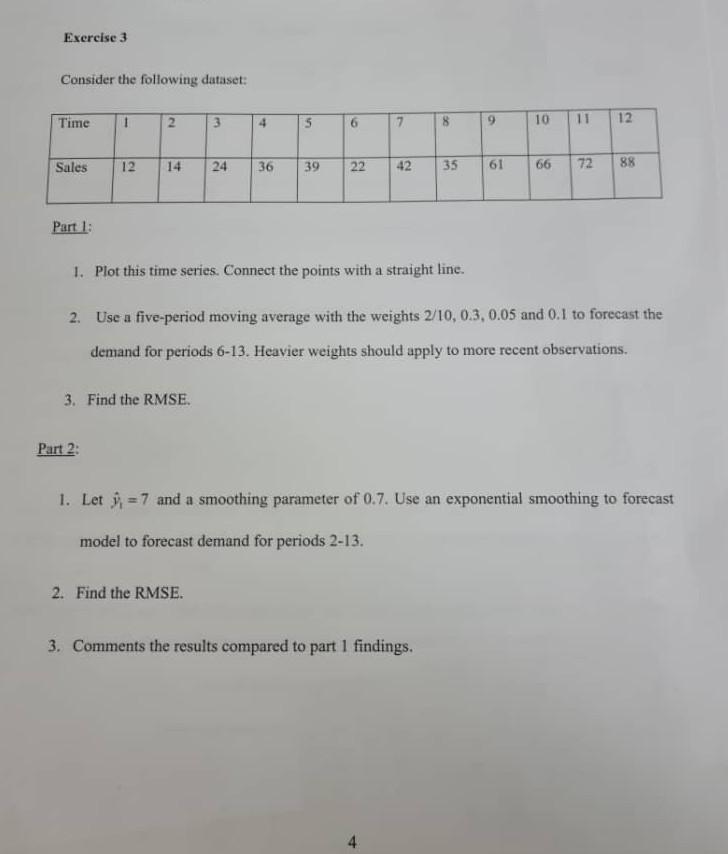 Solved Consider the following dataset: Part 1: 1. Plot this | Chegg.com