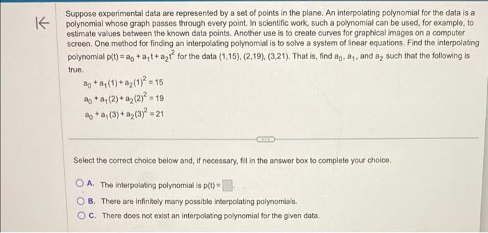 Solved Suppose experimental data are represented by a set of | Chegg.com