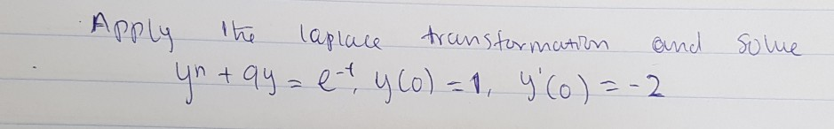 Solved Apply some the laplace transformation and yn tay = l | Chegg.com