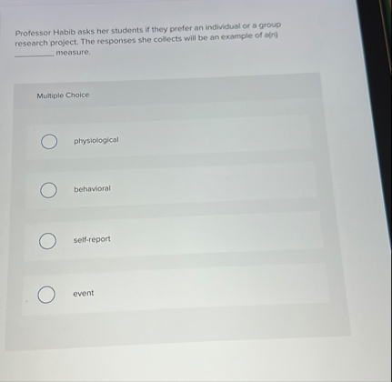 Solved Professor Habib asks her students if they prefer an | Chegg.com