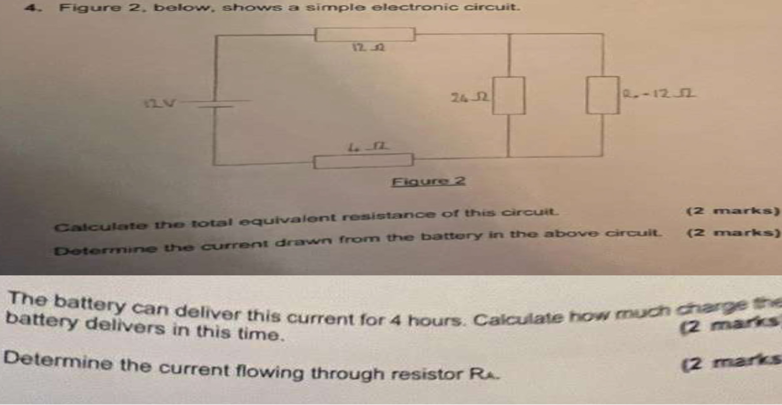 Solved Figure 2, ﻿below, shows a simple electronic | Chegg.com