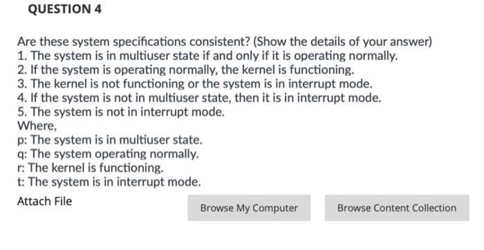 QUESTION 4 Are these system specifications | Chegg.com