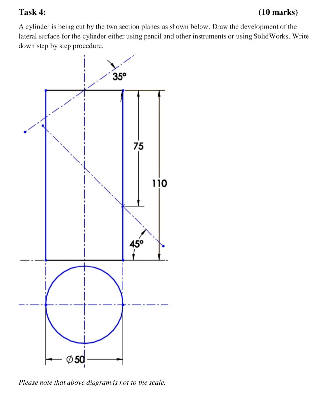 Solved Task 4: (10 marks) A cylinder is being cut by the two | Chegg.com
