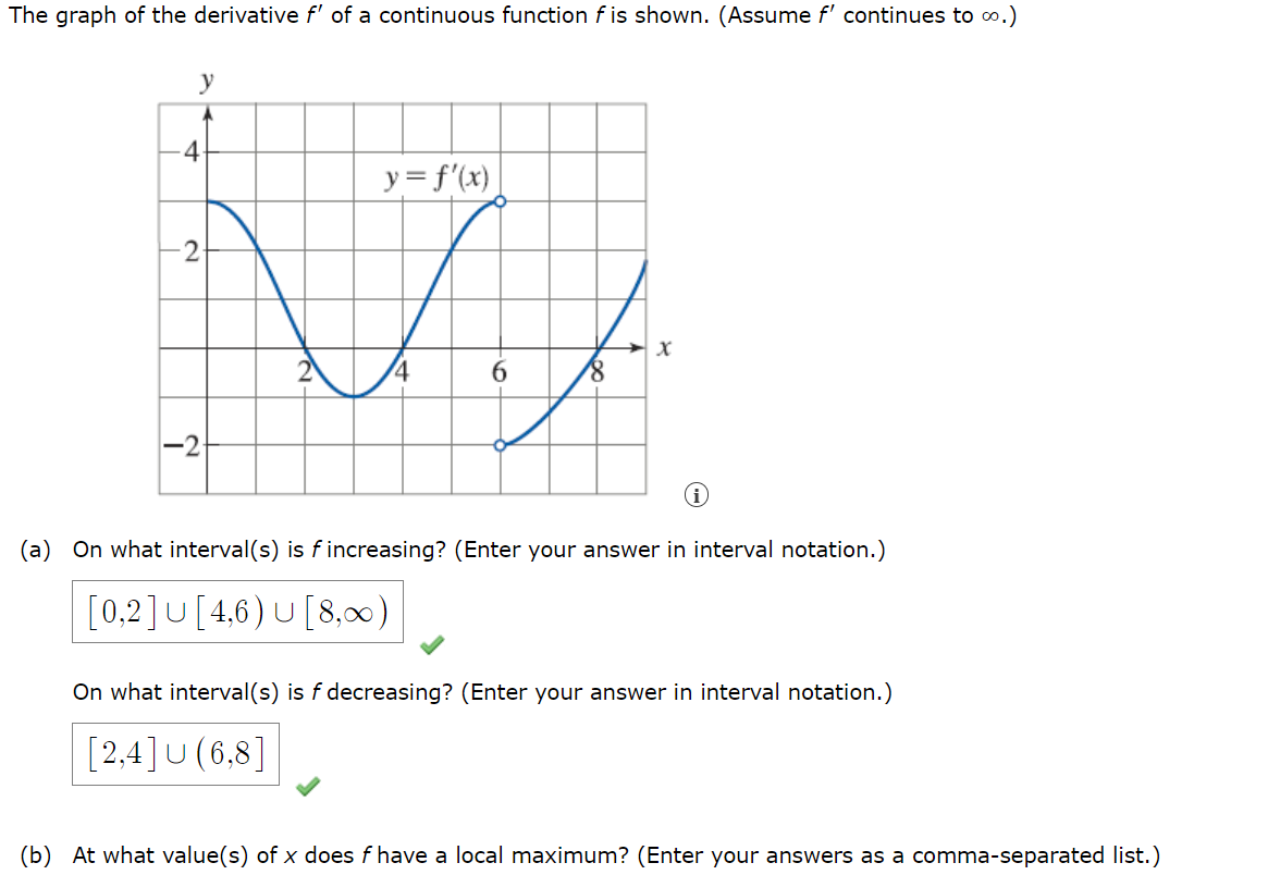 Solved (b) ﻿At what value(s) ﻿of x ﻿does f ﻿have a local | Chegg.com