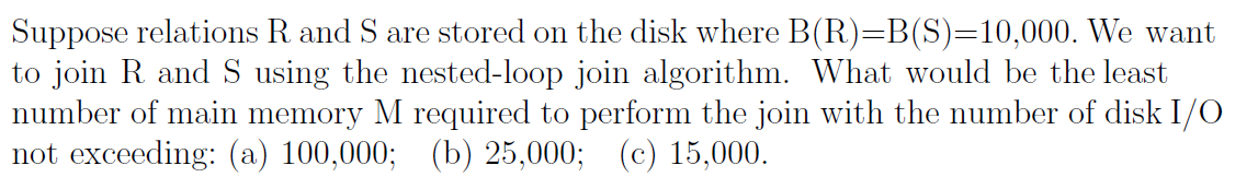 Solved Suppose relations R ﻿and S ﻿are stored on the disk | Chegg.com
