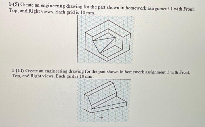 Solved 14(5) Create an engineering drawing for the part | Chegg.com