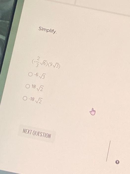 Solved Simplify. (−326)(93) −63 182 −182 NEXT QUESTION | Chegg.com