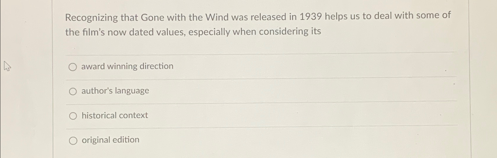 Solved Recognizing that Gone with the Wind was released in | Chegg.com