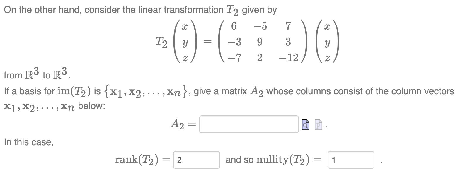 Solved On the other hand, consider the linear transformation | Chegg.com
