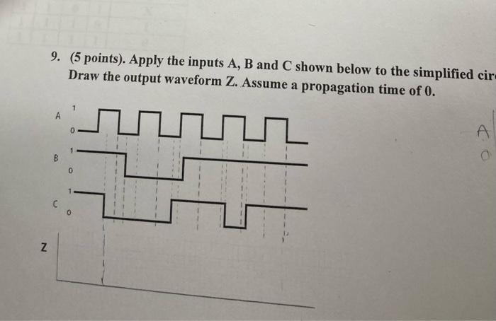 Solved 9. (5 points). Apply the inputs A, B and C shown | Chegg.com